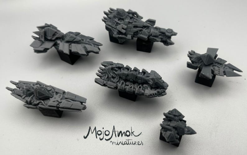 Saunick Fleet Scale Starship Miniatures: Resin Printed Spaceship Gaming ...