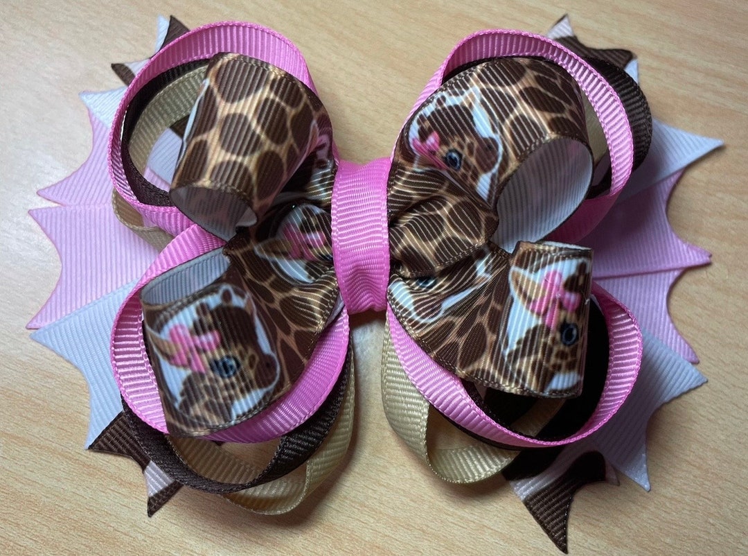Pink Baby Giraffe Bow - Etsy
