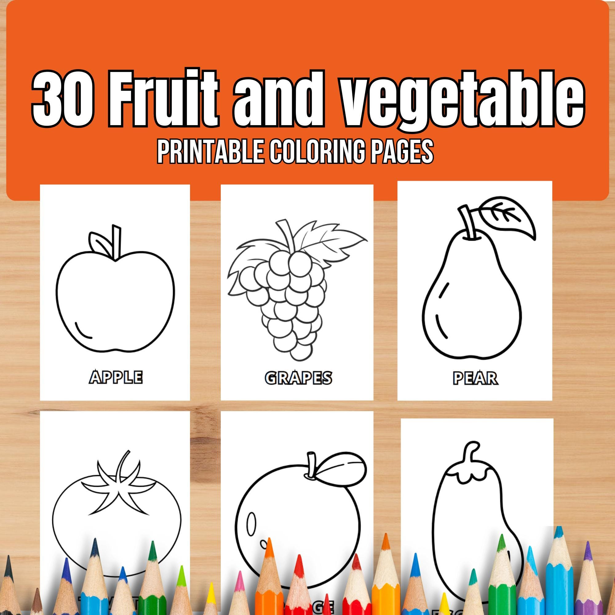 30 Fruit and Vegetable Coloring Pages for Kids | Fun Printable Healthy ...
