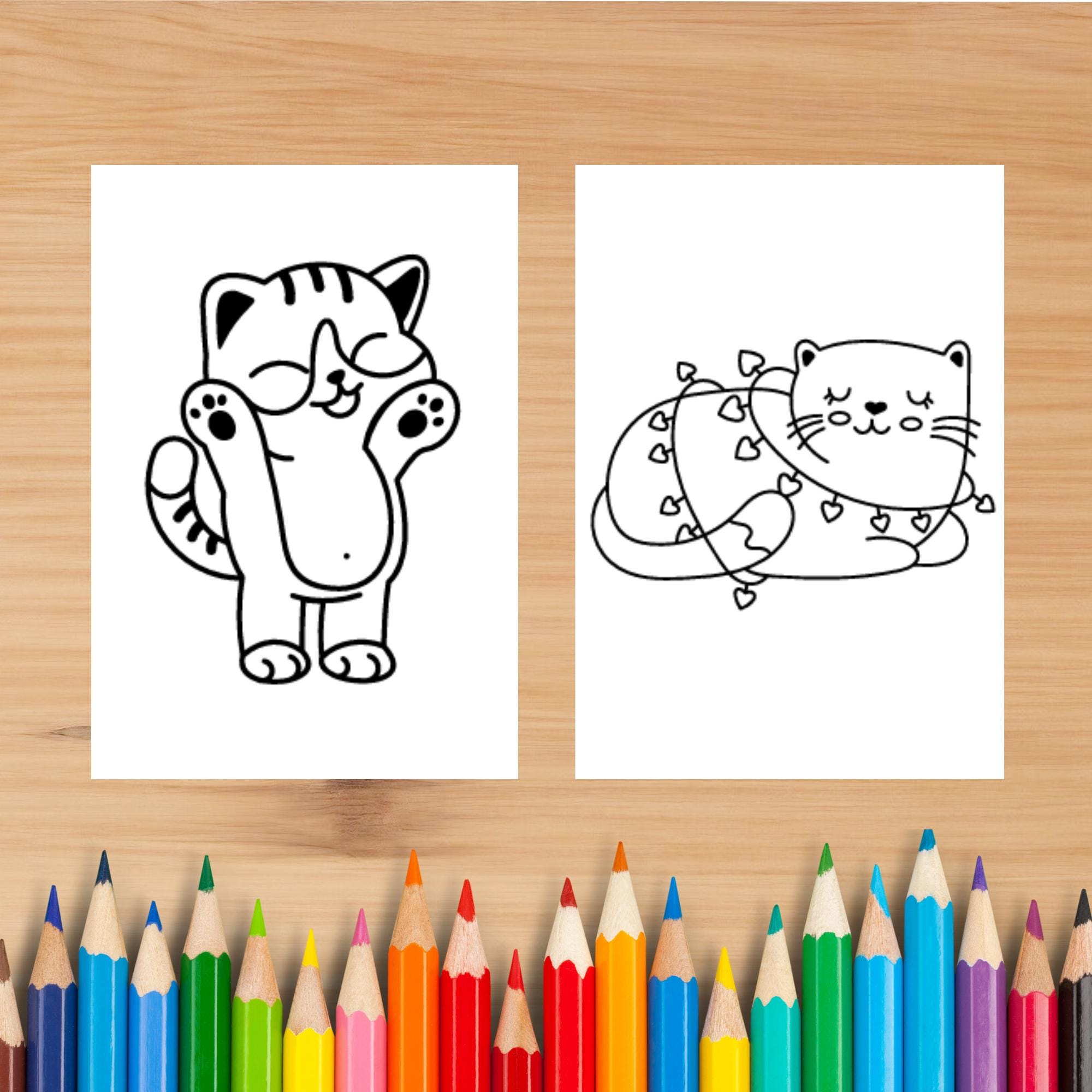 50 Printable Cat Coloring Pages for Kids - Digital Download - Etsy