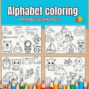 Alphabet Coloring Pages for Kids | Fun A-Z Letters With Objects to ...