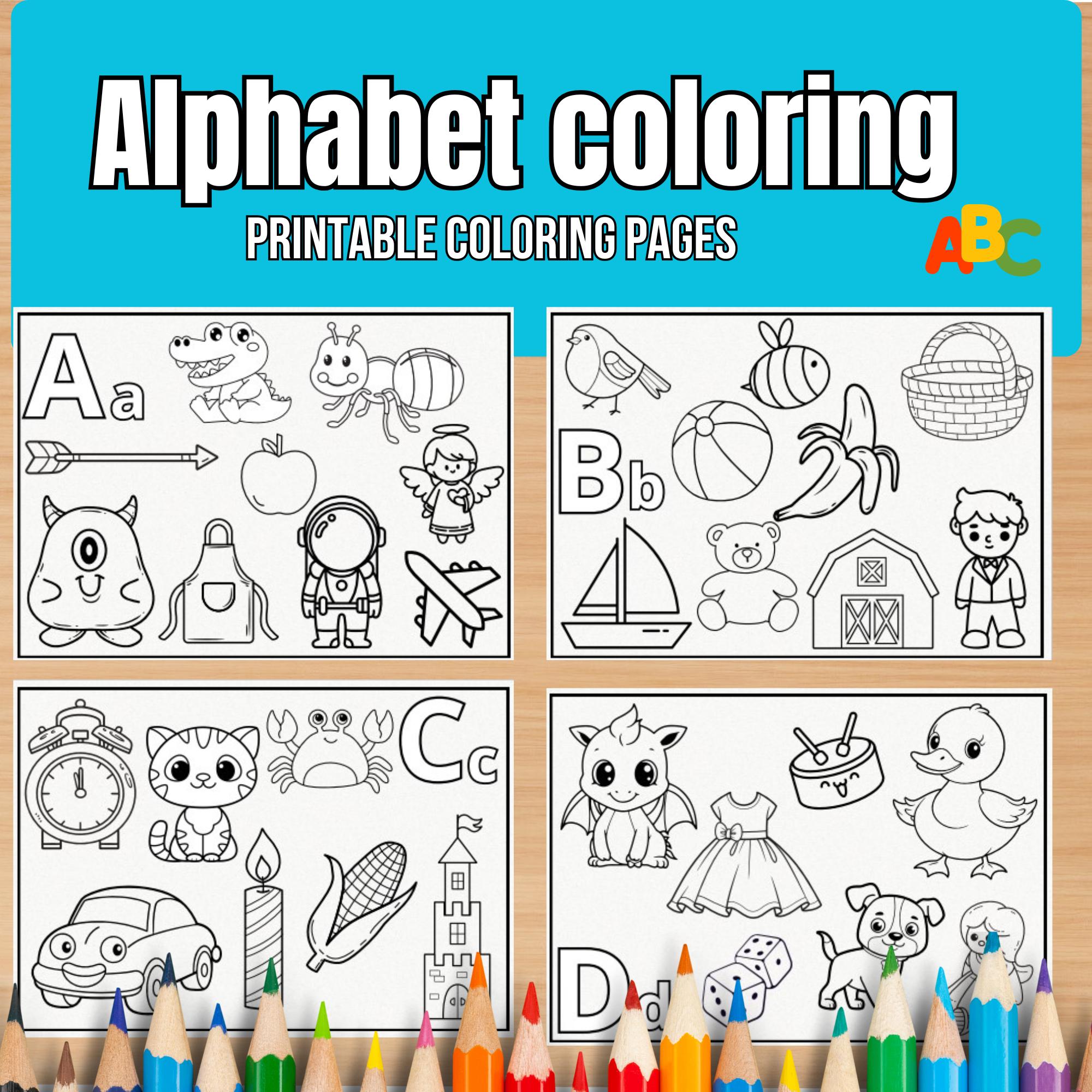 Alphabet Coloring Pages for Kids | Fun A-Z Letters With Objects to ...