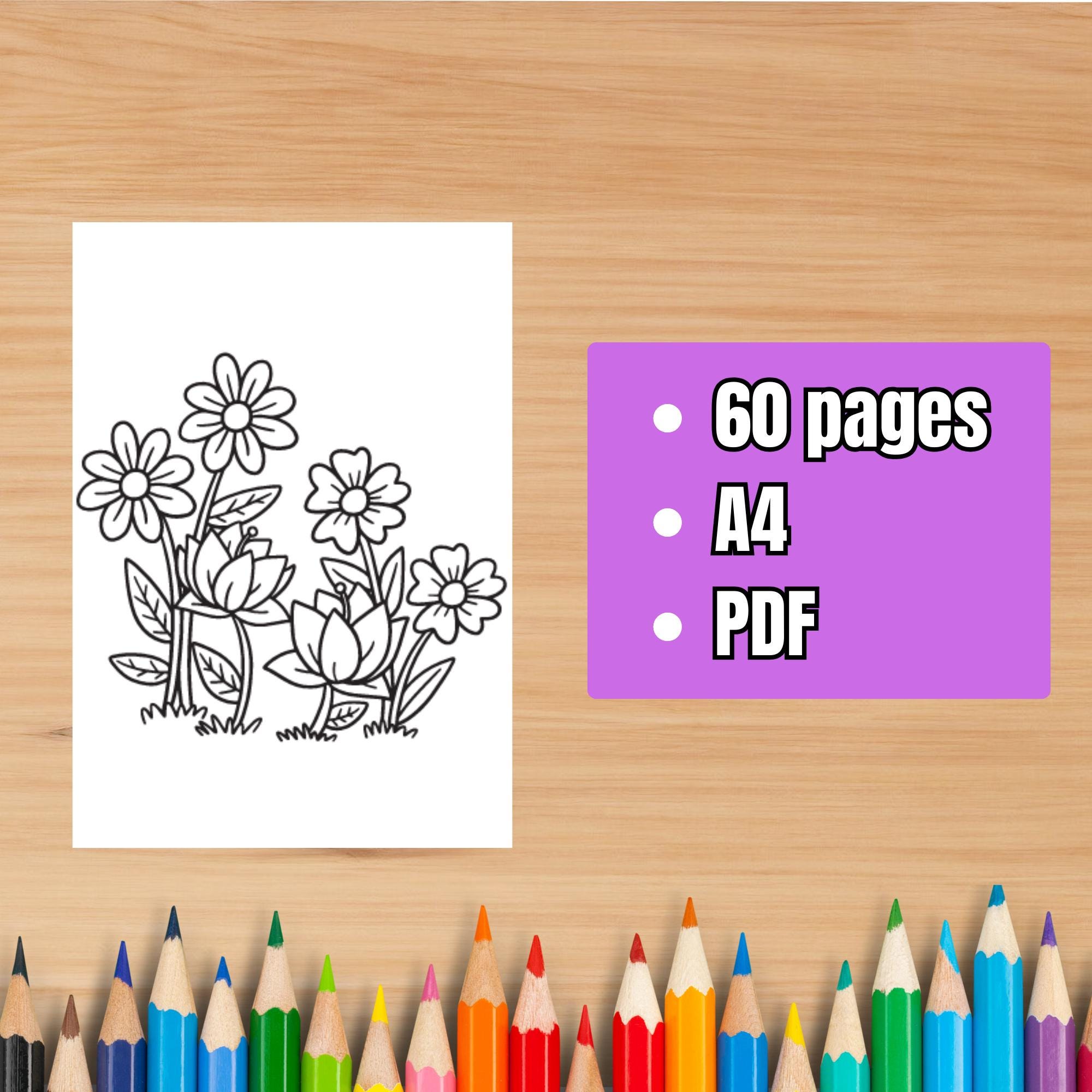 60 Beautiful Flower Coloring Pages - Printable Digital Download for ...