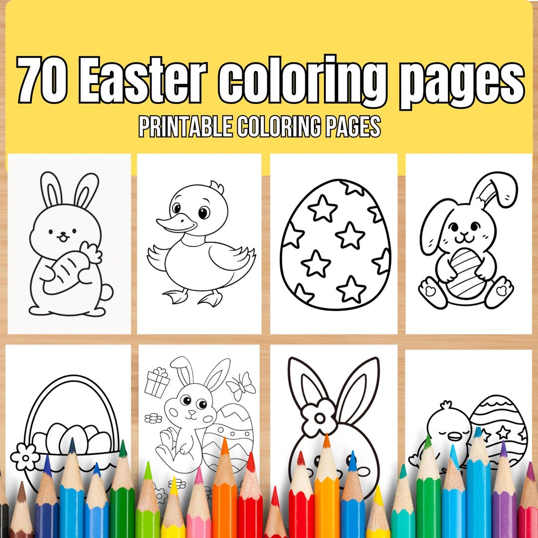 70 Cute Easter Coloring Pages - Printable Digital Download for Kids - Etsy