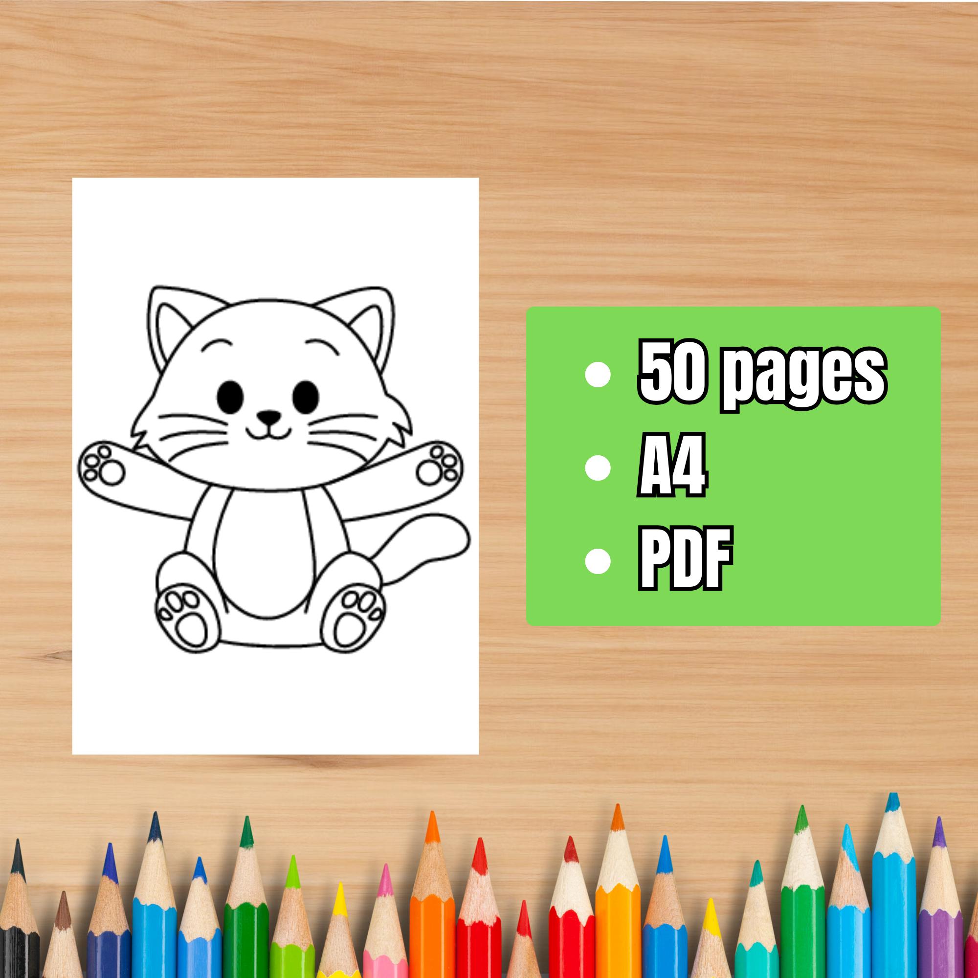 50 Printable Cat Coloring Pages for Kids - Digital Download - Etsy