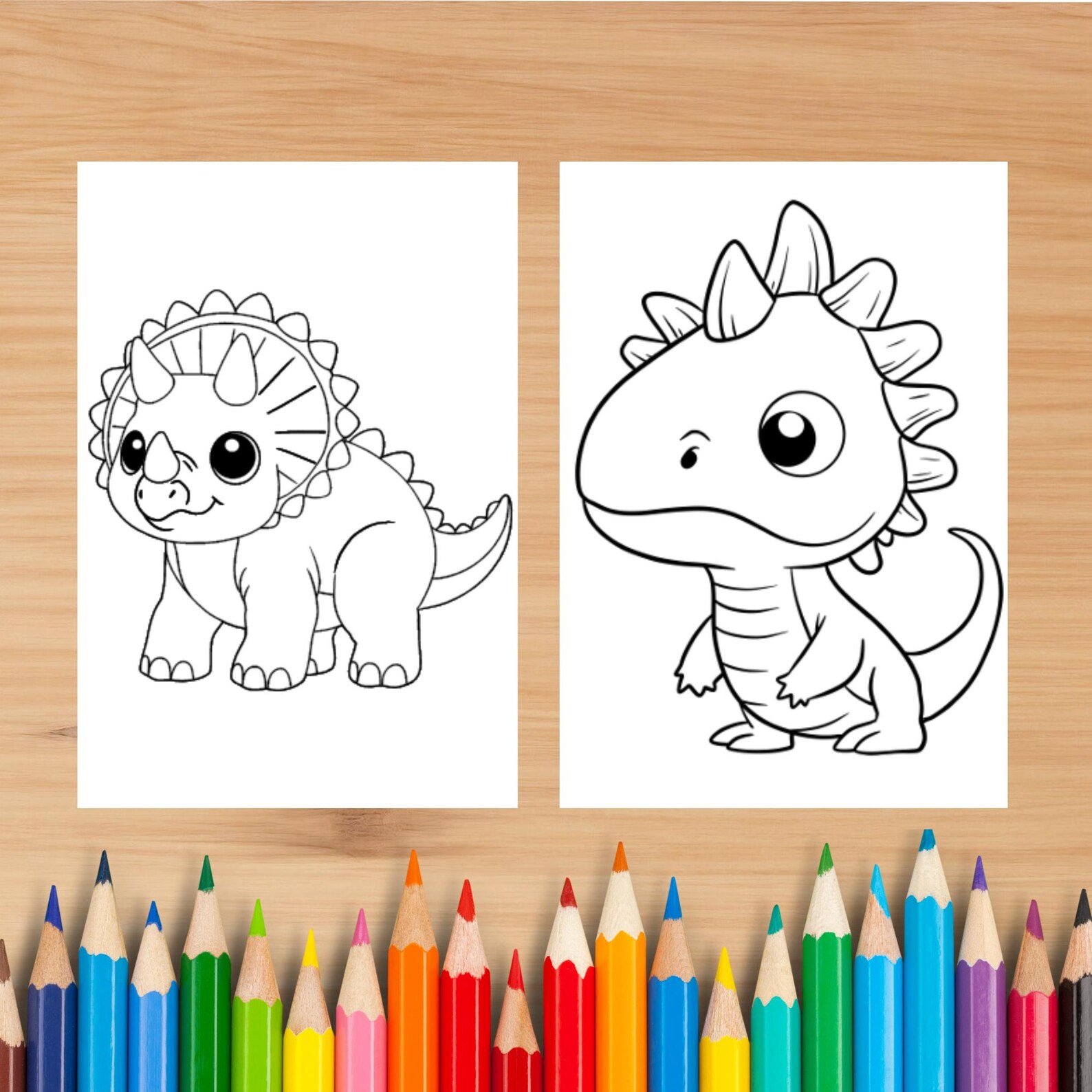 30 Cute Dinosaur Coloring Pages - Printable Digital Download for Kids ...
