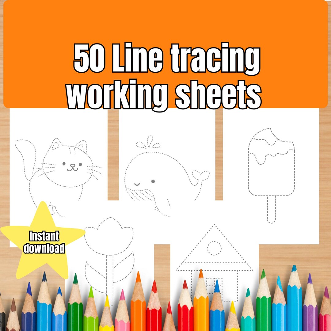 50 Line Tracing Worksheets for Kids | Fun Pre-writing & Coloring ...