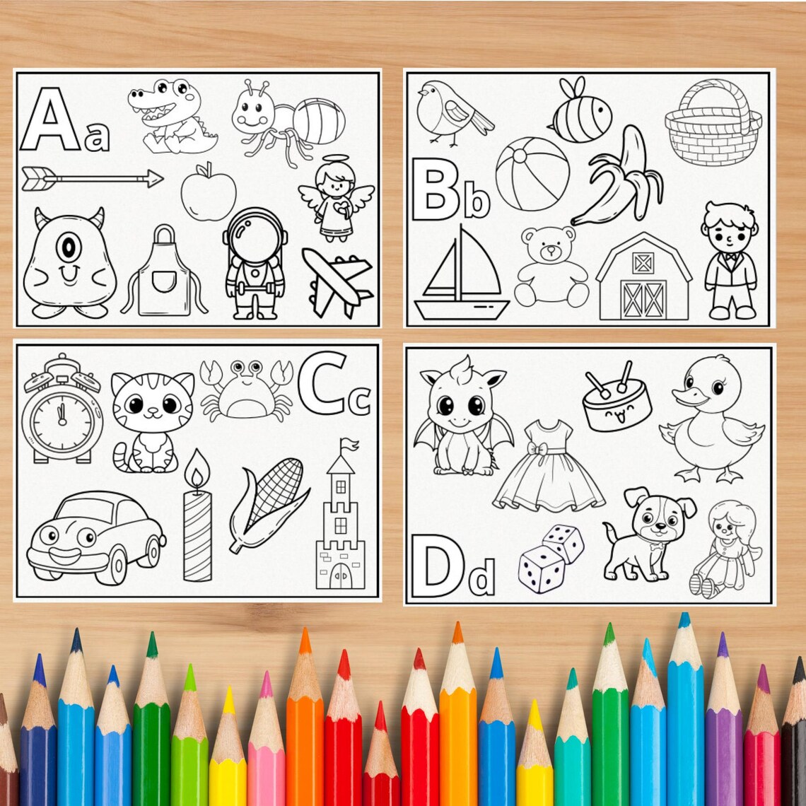Alphabet Coloring Pages for Kids | Fun A-Z Letters With Objects to ...