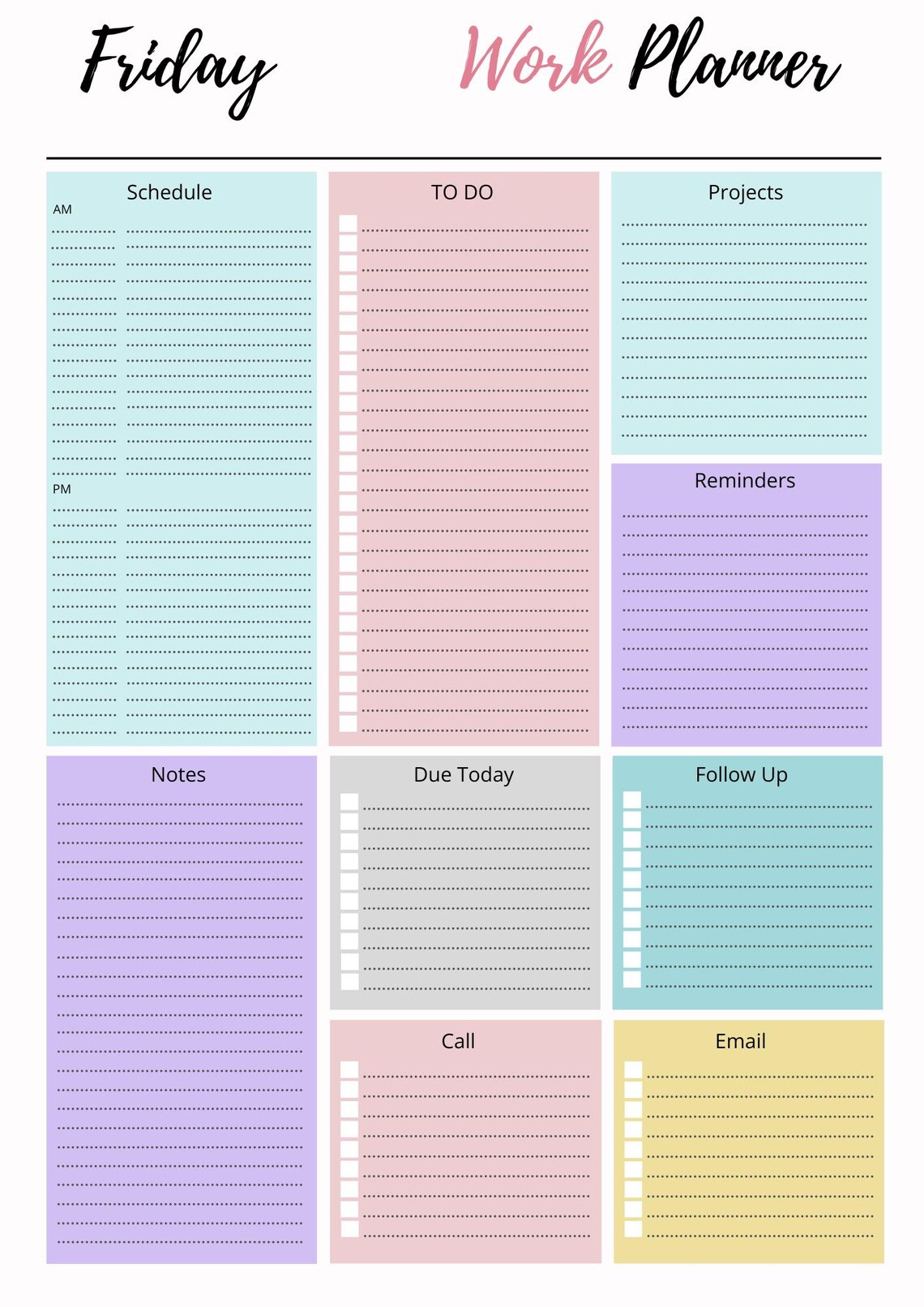 Weekly Work Planner Monday to Sunday Stay Organized All Week - Etsy