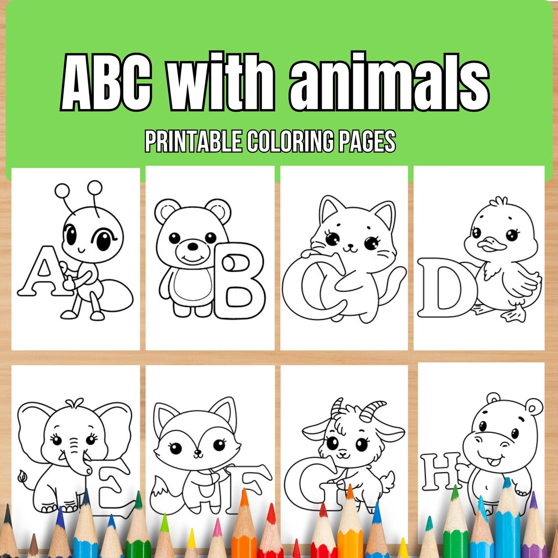 ABC Animal Coloring Pages for Kids | Fun A-Z Alphabet With Cute Animals ...