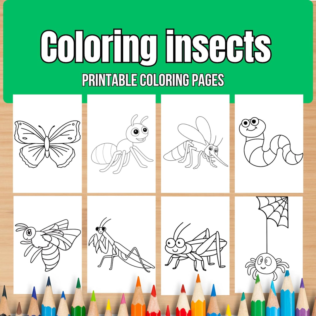 Insect Coloring Pages for Kids | Fun Printable Bug Designs to Color! - Etsy