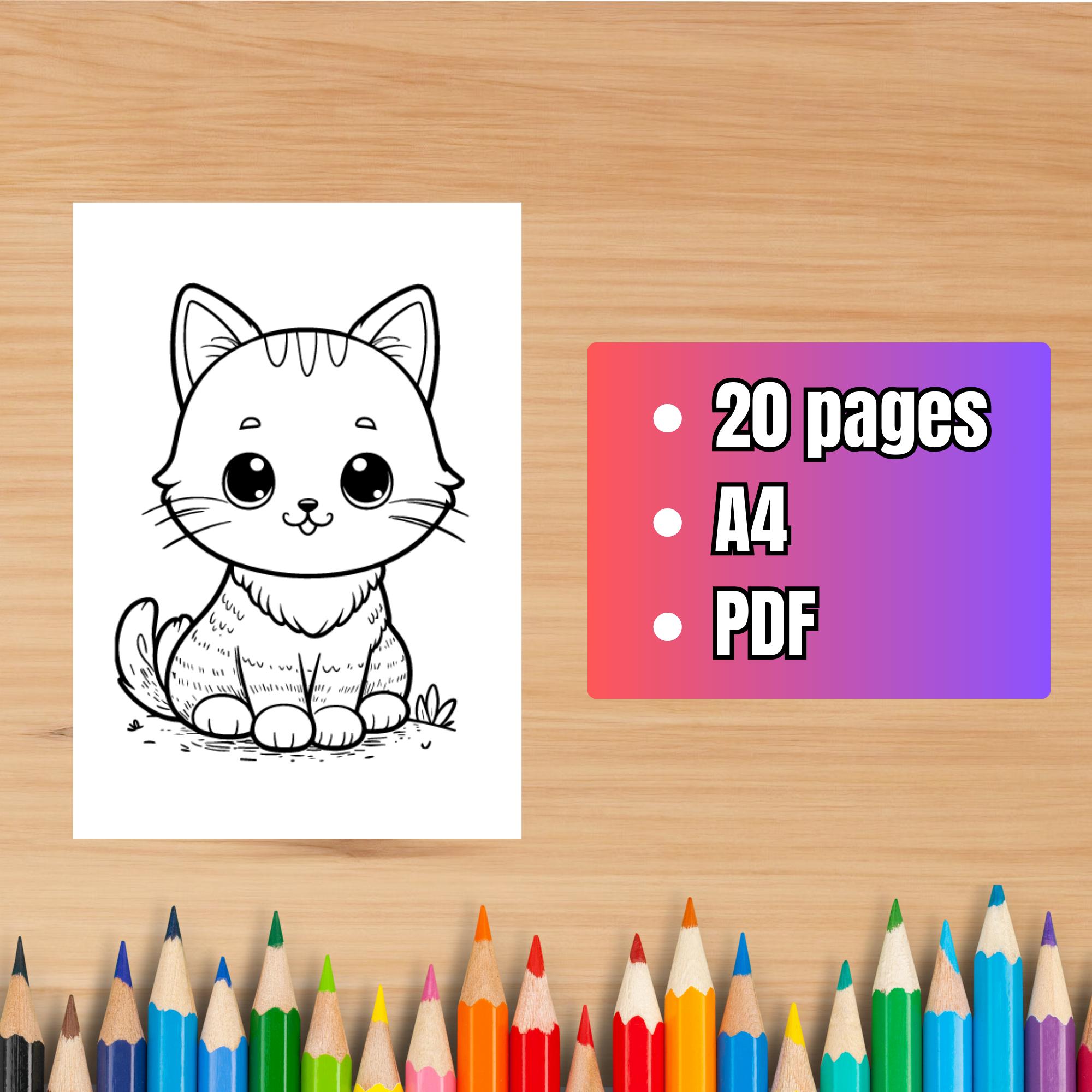 20 Cute Cat Coloring Pages - Printable Digital Download for Kids - Etsy