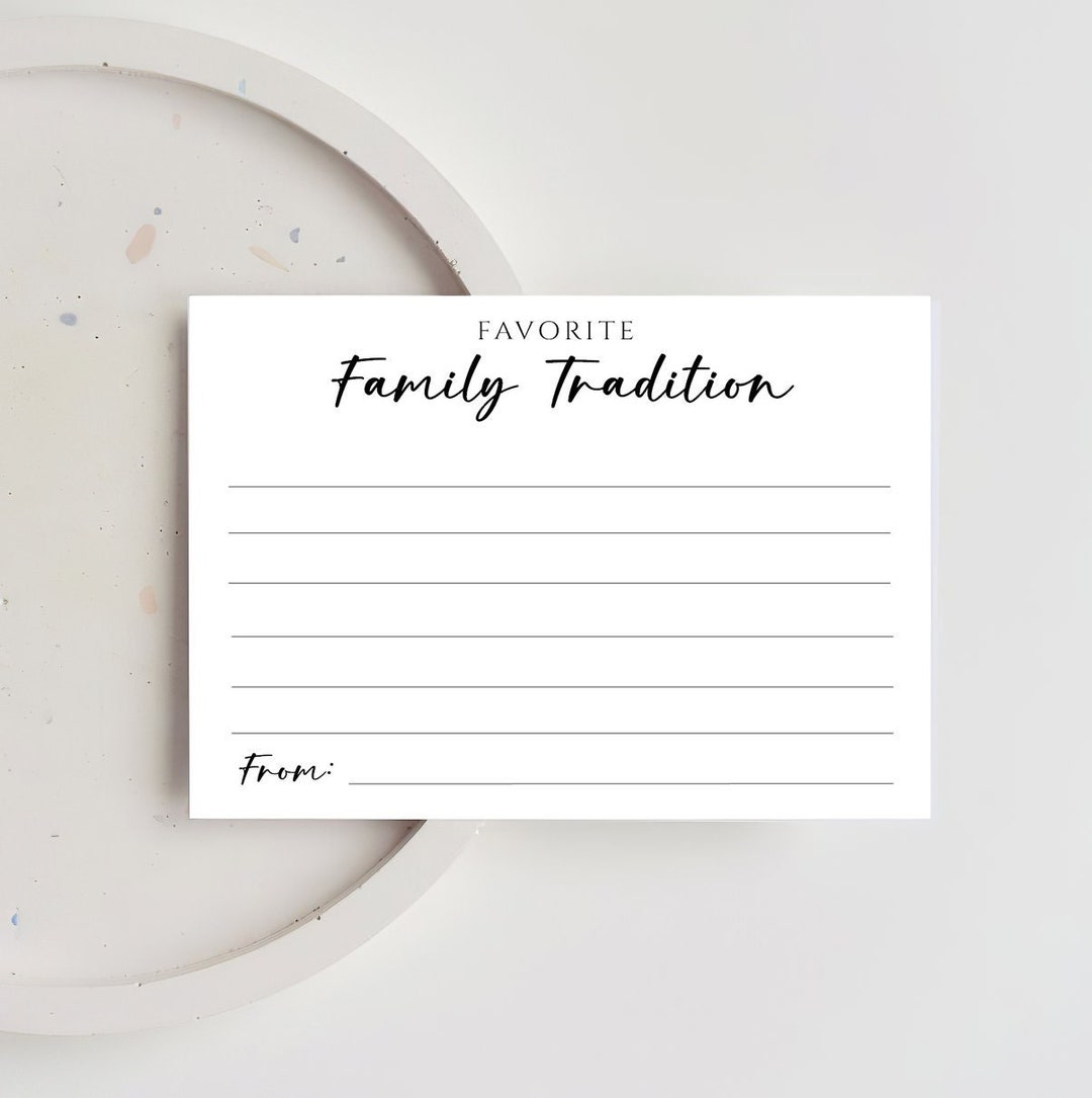 PRINTED Favorite Family Tradition, Personalized Cards, Baby Shower Game ...