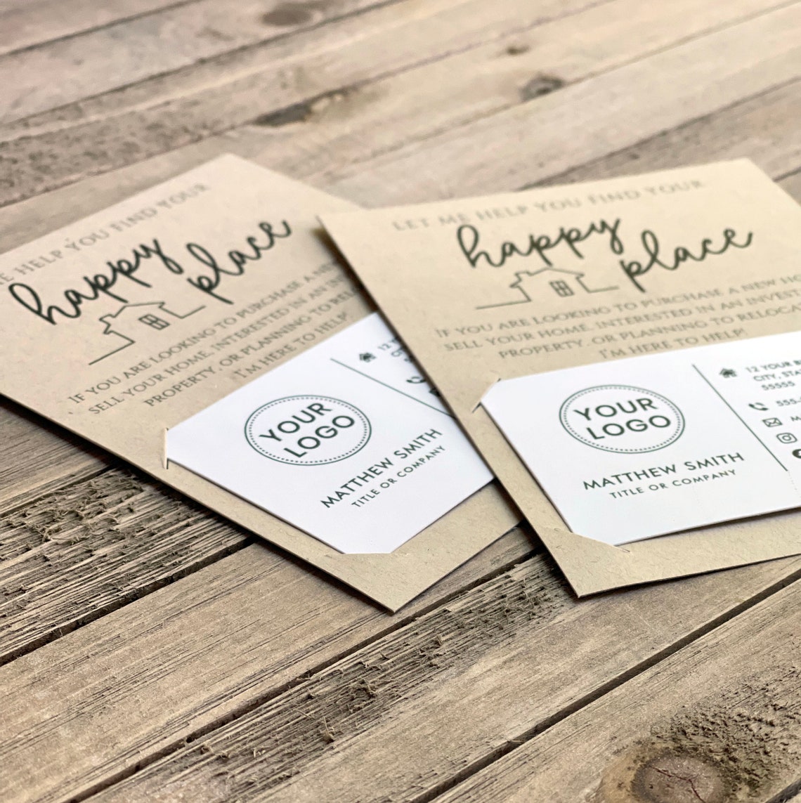 Realtor Cards Happy Place Real Estate Marketing Insert - Etsy