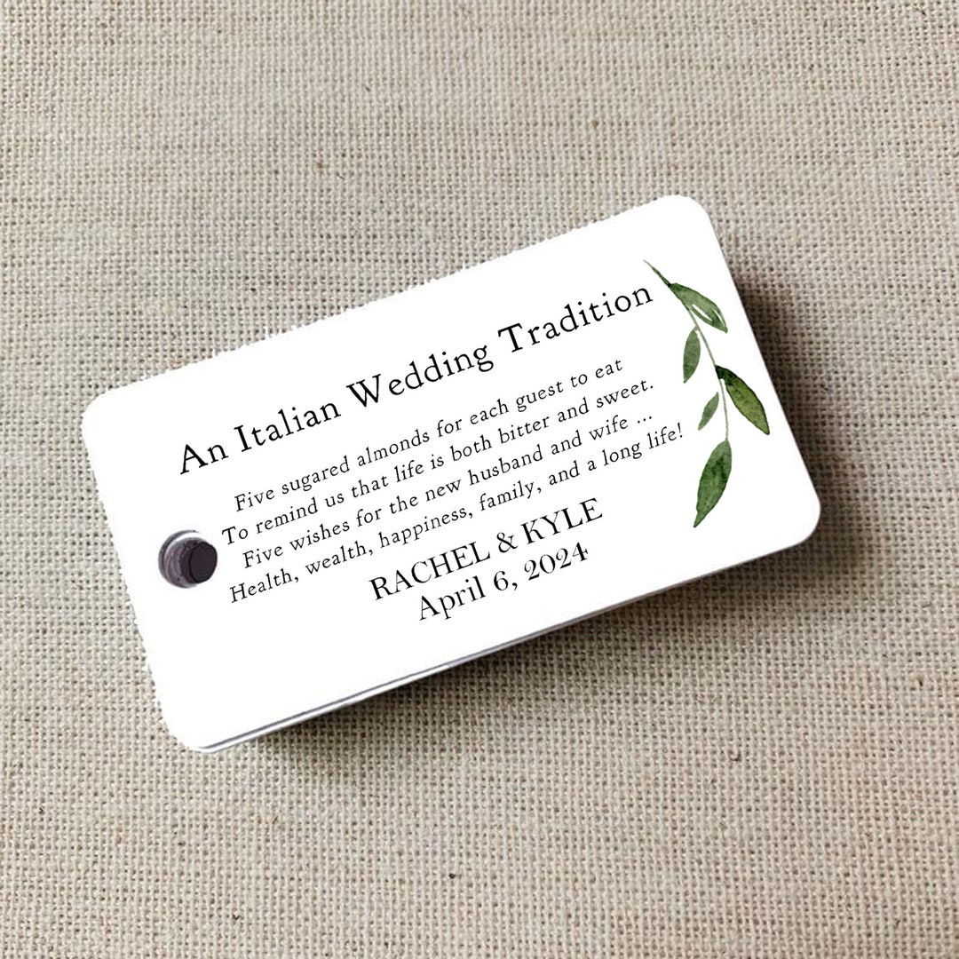 Sugared Almonds Personalized Gift Tags, Almond Favor Tags, Wedding ...