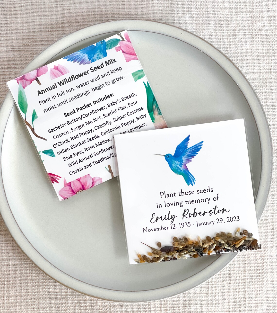 Memorial Seed Cards, Celebration of Life, in Loving Memory, Sympathy ...