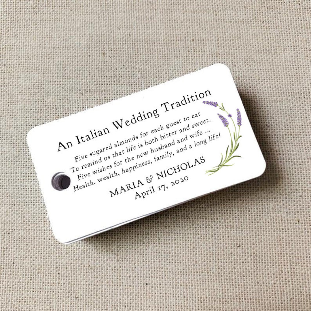 Sugared Almonds Personalized Gift Tags, Almon Favor Tags, Wedding Favor ...