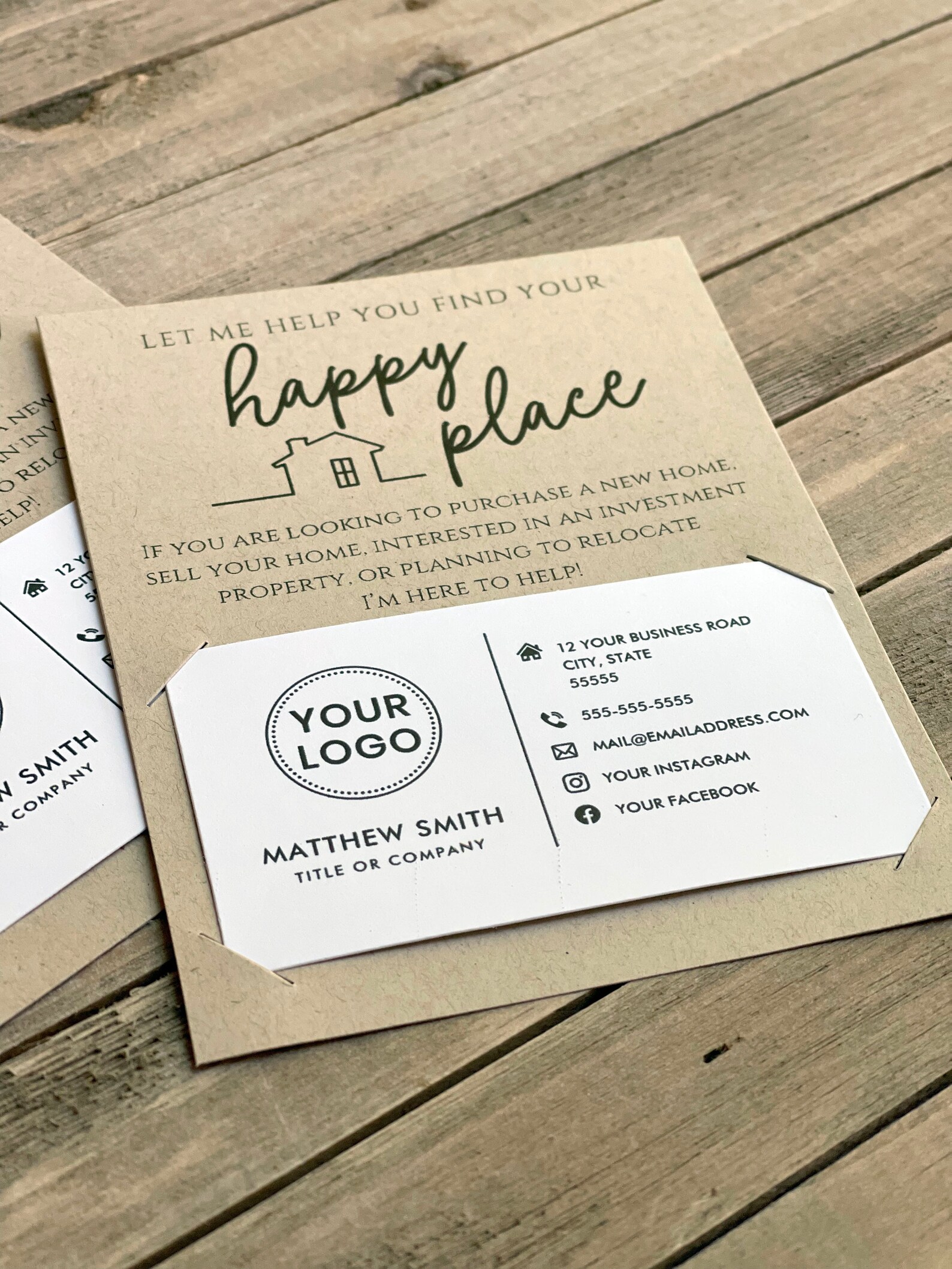 Realtor Cards Happy Place Real Estate Marketing Insert - Etsy