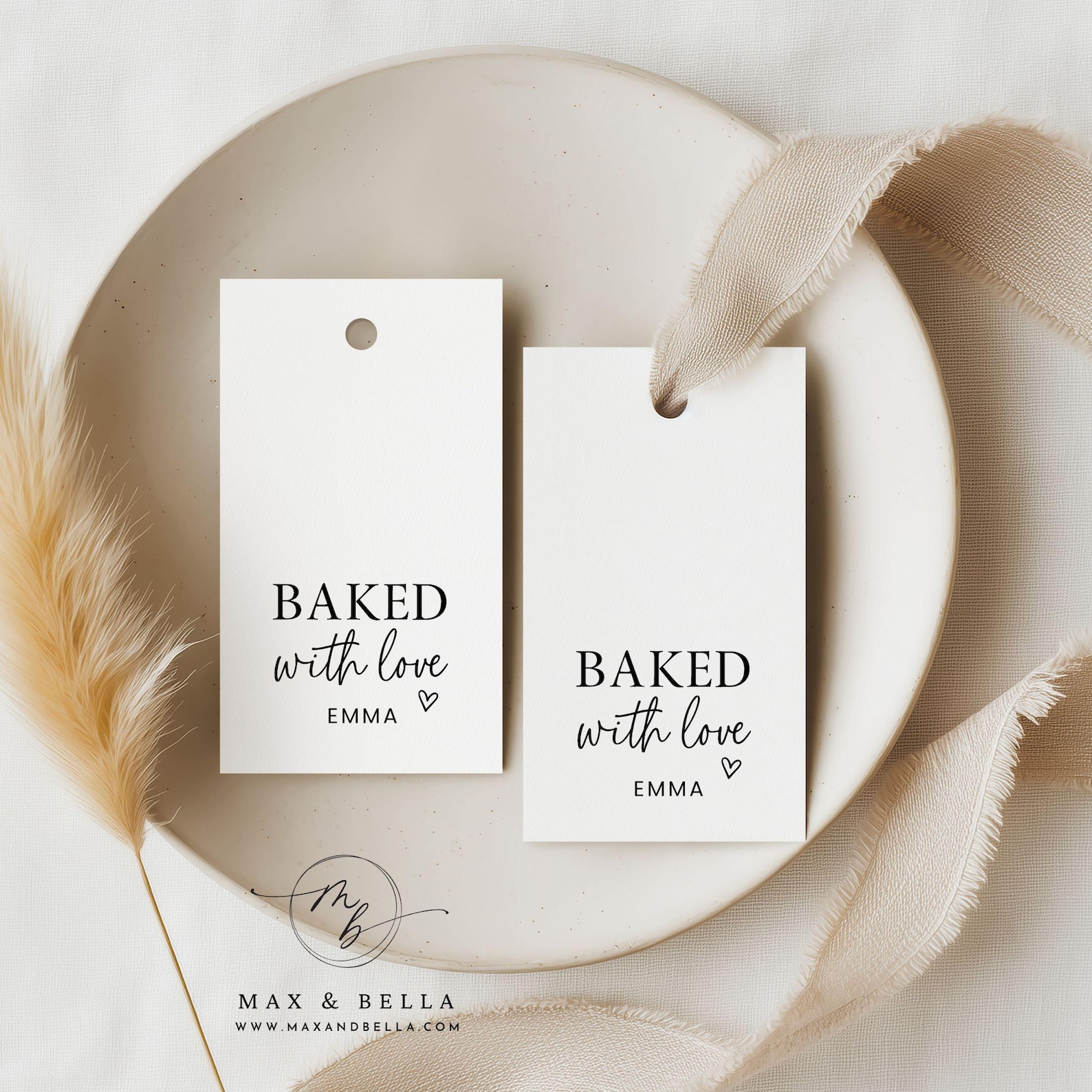 PRINTED Personalized Baked With Love, Baked Goods Gift Tags, Kitchen ...