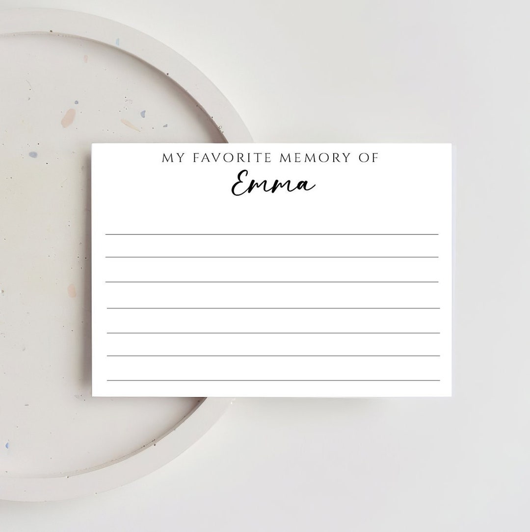 PRINTED My Favorite Memory, Personalized Memorial Cards, Celebration of ...
