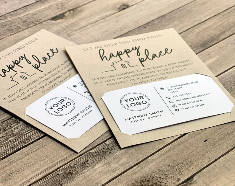 Realtor Cards Happy Place Real Estate Marketing Insert - Etsy