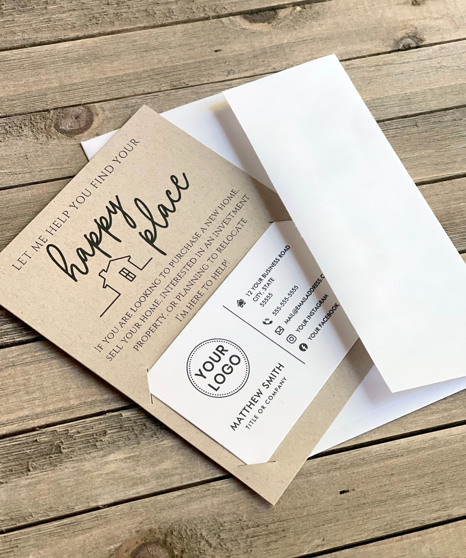 Realtor Cards Happy Place Real Estate Marketing Insert - Etsy