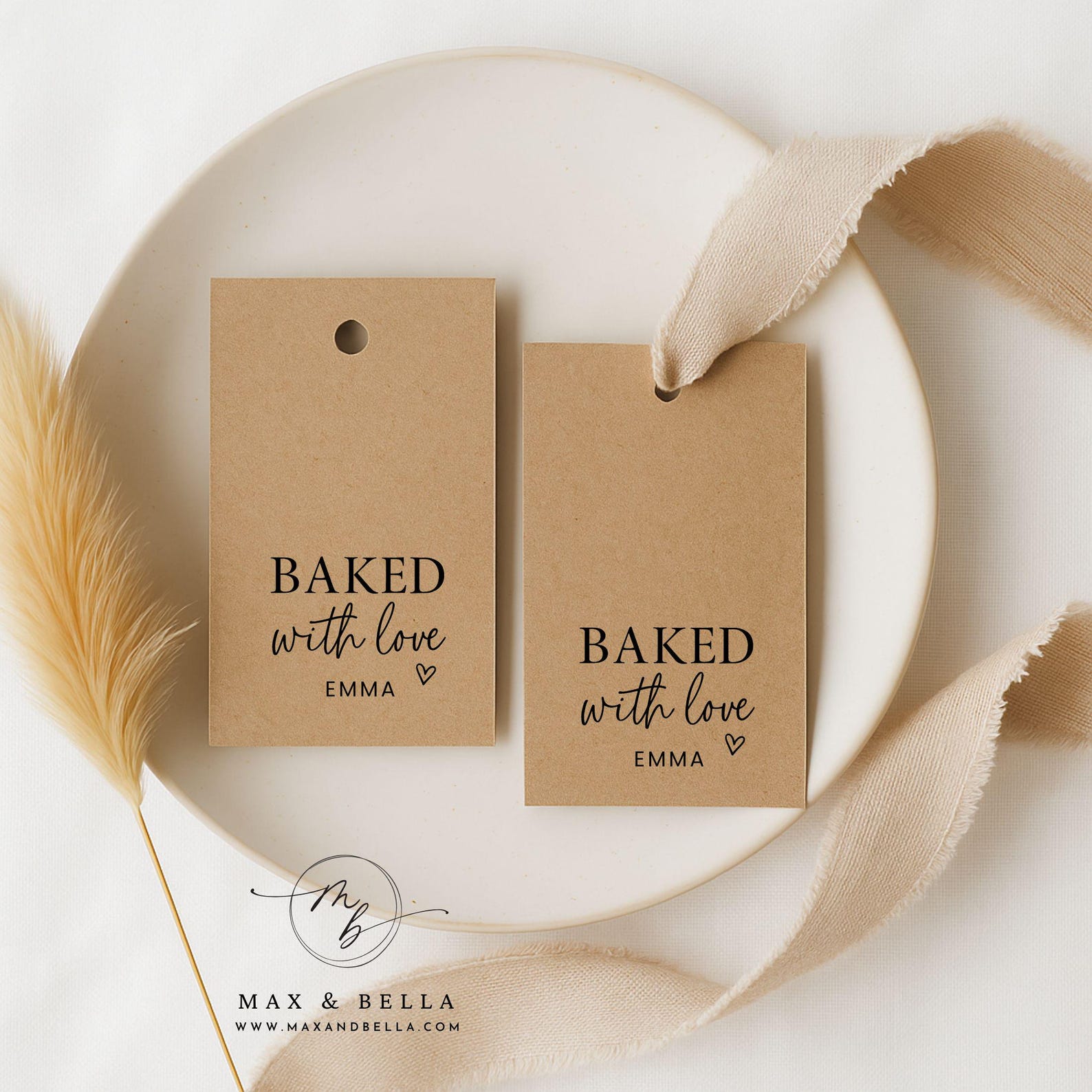 PRINTED Personalized Baked With Love, Baked Goods Gift Tags, Kitchen ...