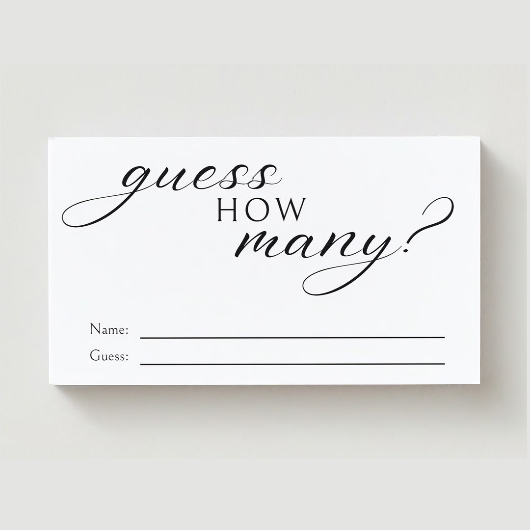 Guess How Many Cards, Guessing Game, Guess Game, Baby Shower Game, How ...