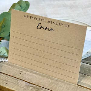 PRINTED My Favorite Memory, Personalized Memorial Cards, Celebration of ...