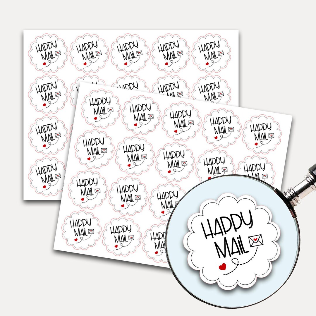 Happy Mail Stickers, Envelope Seals, Etsy, Packaging Stickers, Thank ...