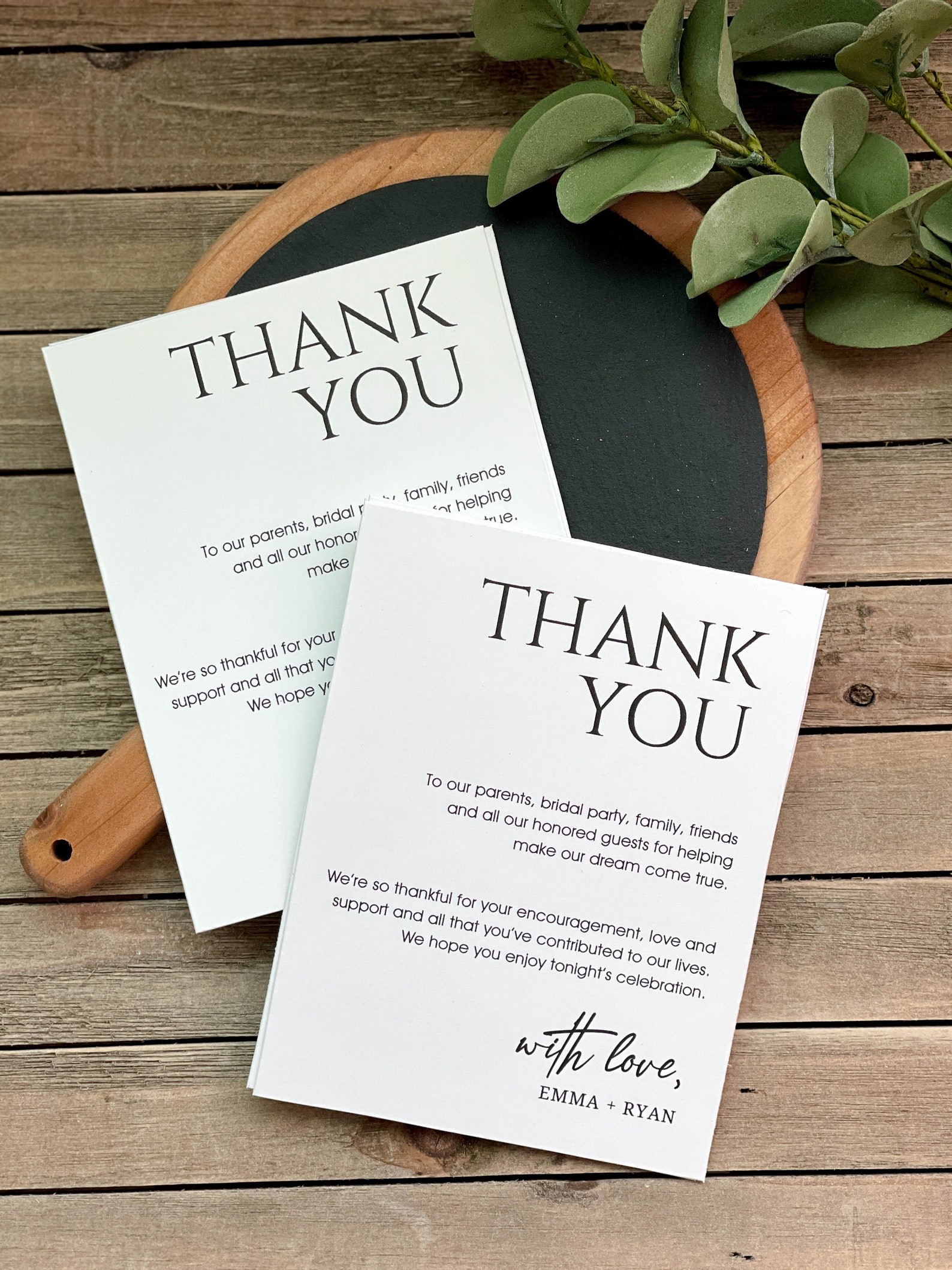 Wedding Table Thank You Card, Thank You Card, Rehearsal Dinner, Place ...
