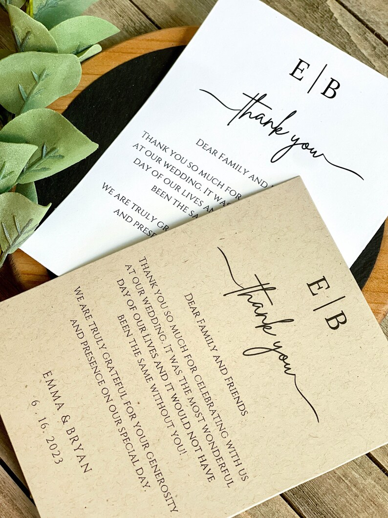 PRINTED Wedding Table Thank You Card Thank You Napkin Note - Etsy