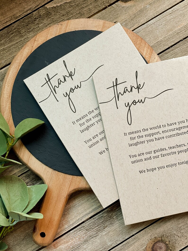 PRINTED Wedding Table Thank You Card Thank You Napkin Note - Etsy