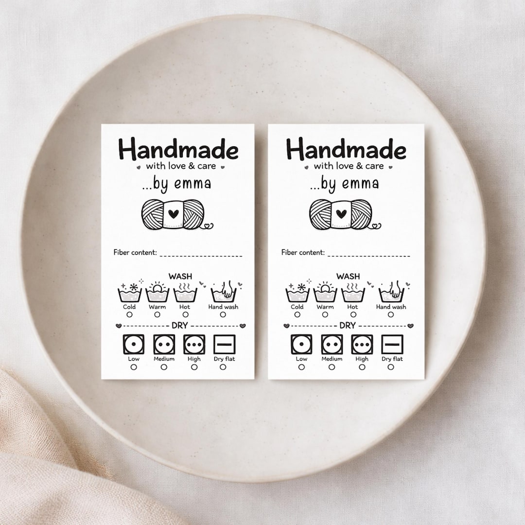 Personalized Handmade Care Cards | Custom Name Labels | Knit Crochet ...