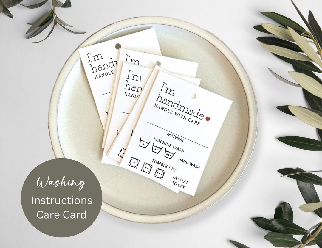 Care Tags (set of 45) Care Instructions for Handmade Clothing, Love ...