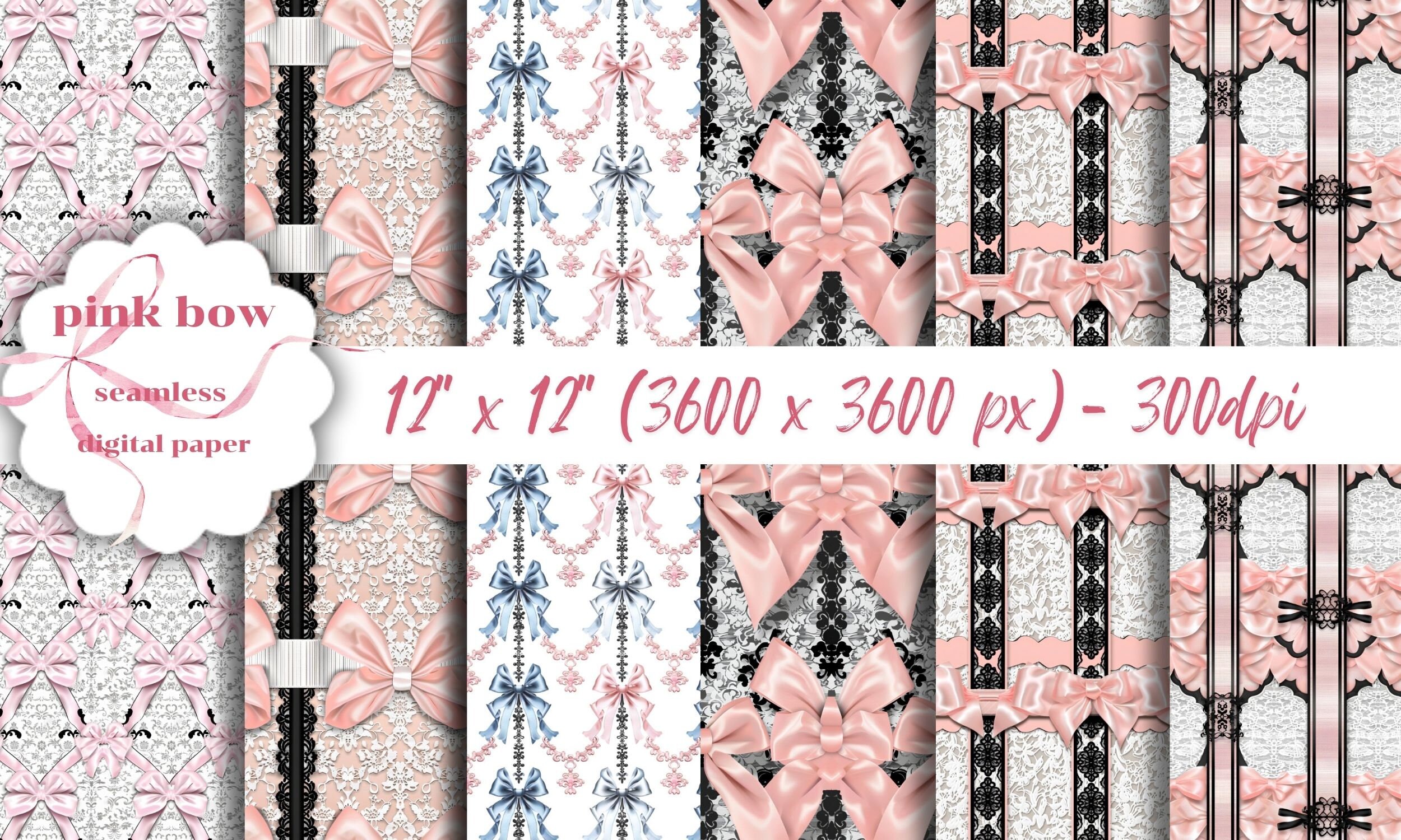 Pink Bow Seamless Pattern, Bow Background, Printable Paper, Pattern ...
