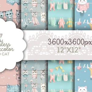 Hello Cat,cat Digital Papers, Cute Cat Seamless Pattern, Kitten ...