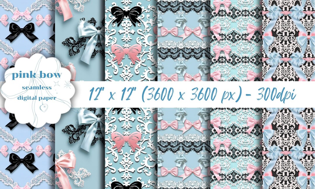 Blue Bow Seamless Pattern, Bow Background, Printable Paper, Pattern ...