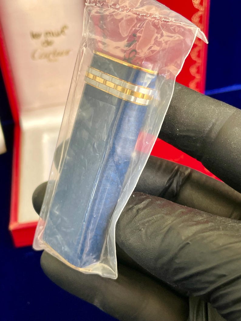 Vintage Panther Cartier Lighter Blue Marble New Sealed Old Stock Full ...