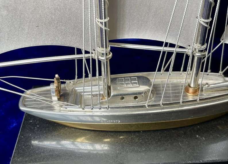 Silver Figurine Statue Yacht Sterling Nautical Sail Ship Figure Boat ...
