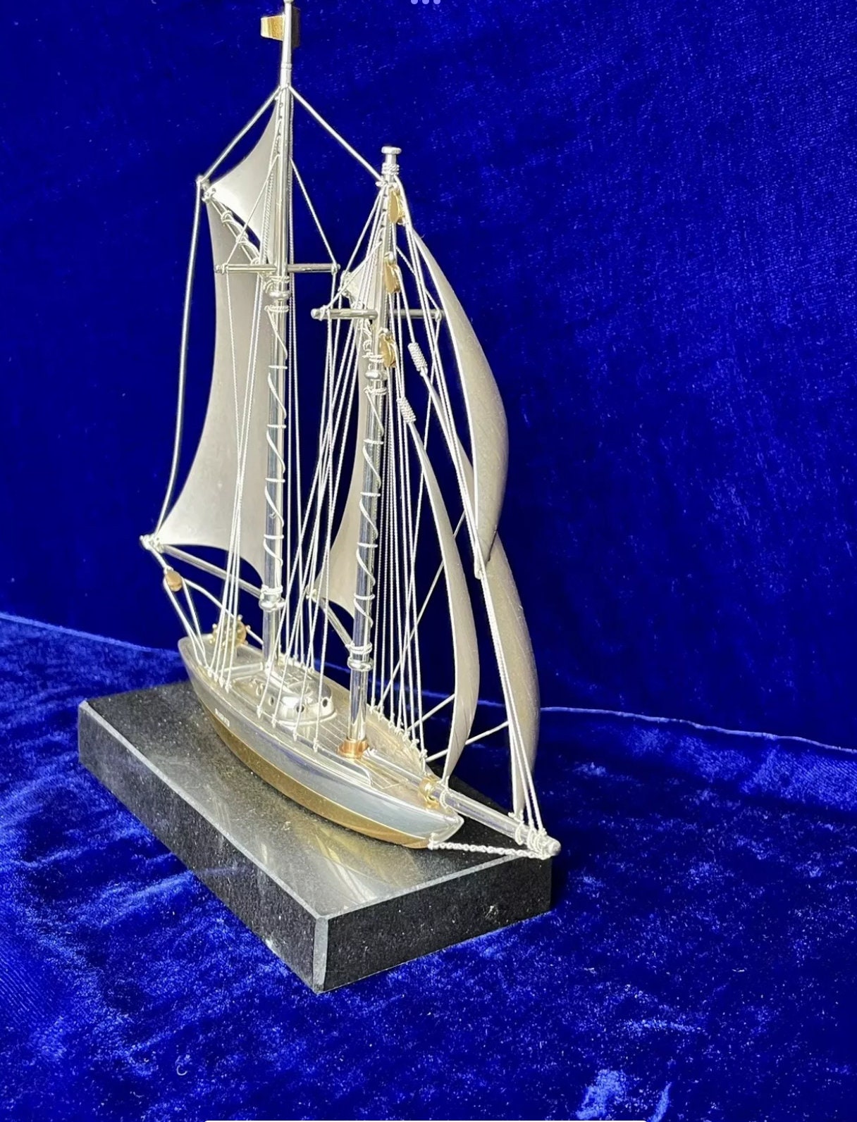 Silver Figurine Statue Yacht Sterling Nautical Sail Ship Figure Boat ...