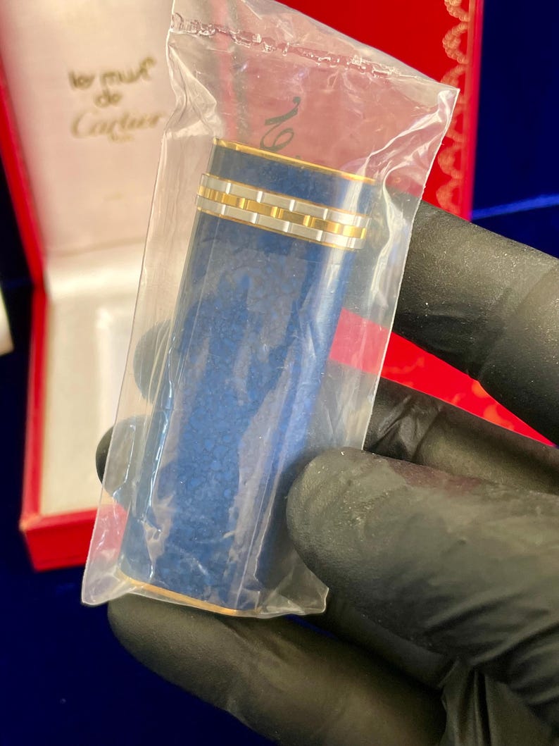Vintage Panther Cartier Lighter Blue Marble New Sealed Old Stock Full ...
