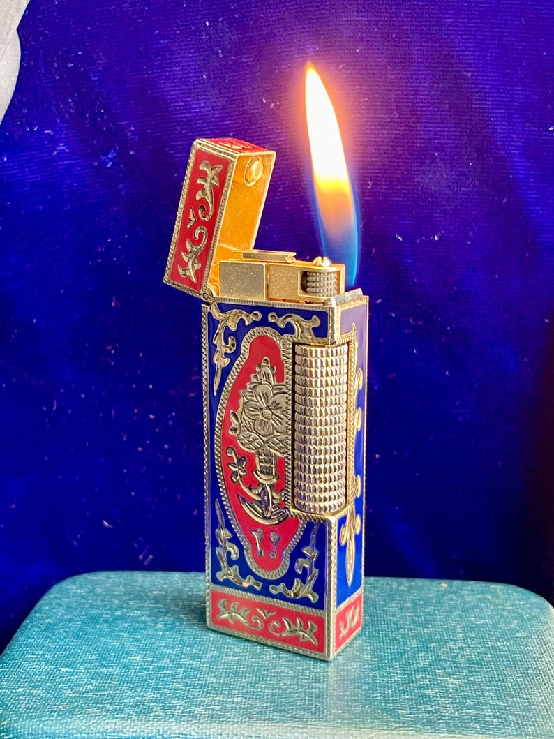 Vintage 18K Gold Dunhill Lighter Roy King 99.9% New Condition Works 1 ...