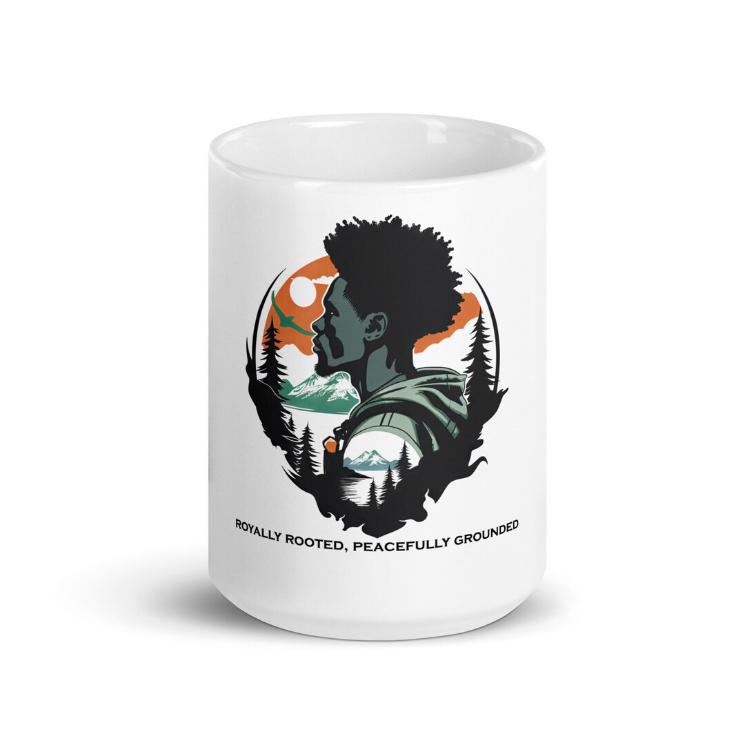 Royally Rooted, Peacefully Grounded Black King White Glossy Mug - Etsy