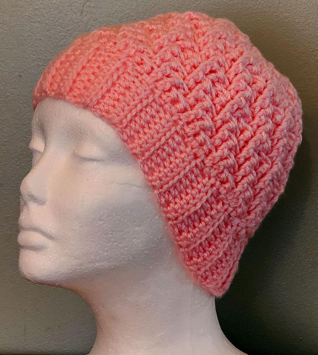 Emily Diagonal Beanie Crochet Hat in Pink - Etsy