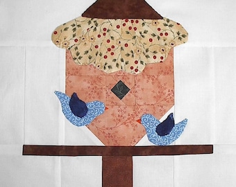 Birdhouse Spring Summer Bird Garden Quilt Block PDF Pattern-includes ...