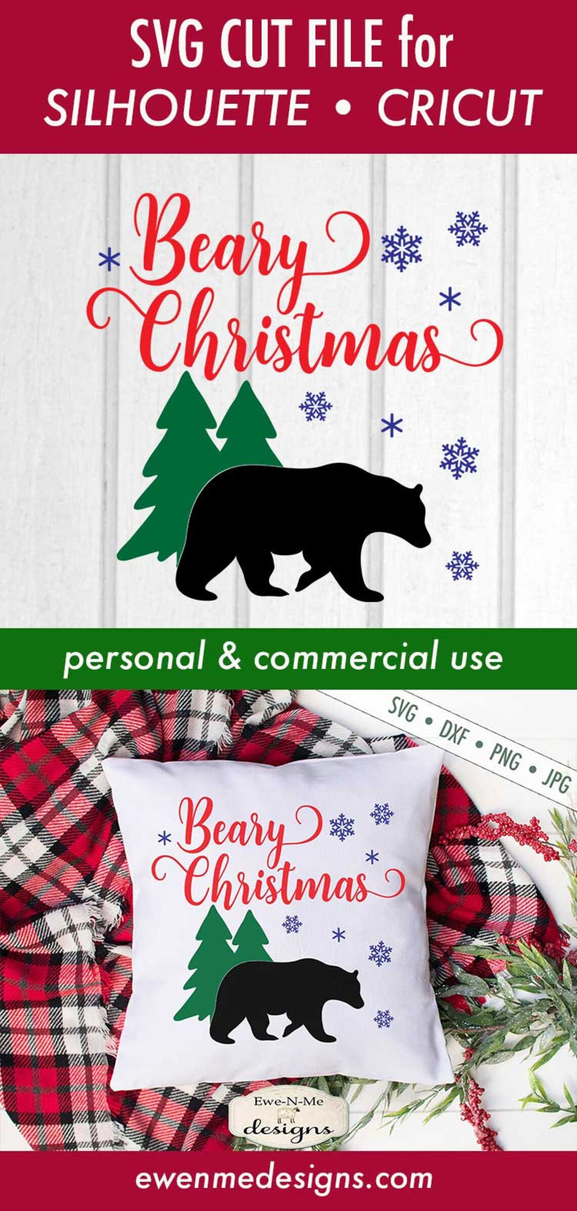 Beary Christmas Svg - Bear SVG - Snowflake SVG - Winter Svg - Christmas ...