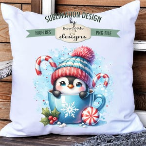 Cute Penguins in Mugs Designs - Penguins in Colorful Cocoa Mug Designs ...