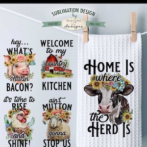 Country Kitchen Farm Animal Sublimation Bundle - Kitchen Towel ...