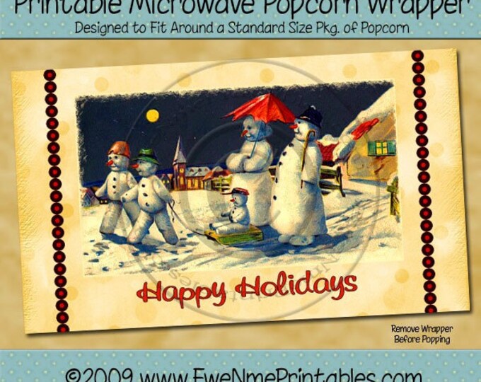 Printable Popcorn Wrapper - Snowman Family - U-print PDF File - Etsy